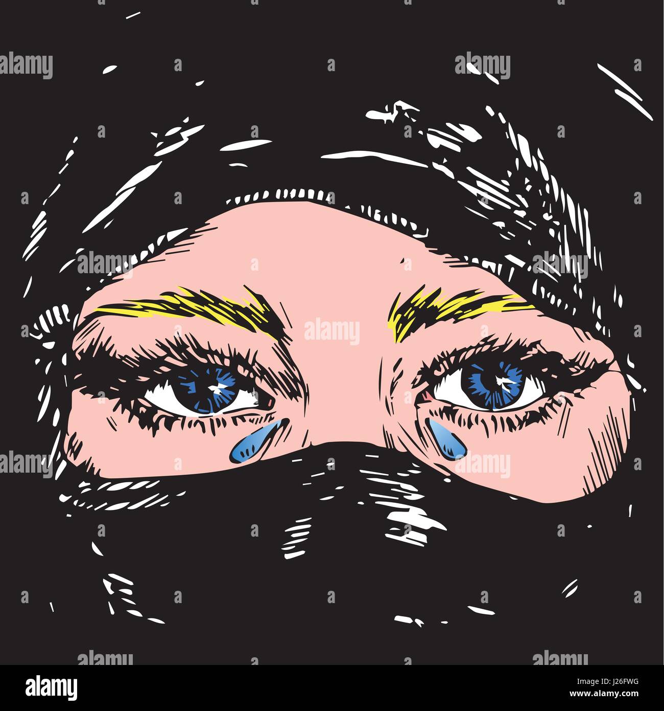 Sad Blue Eyes Drawing