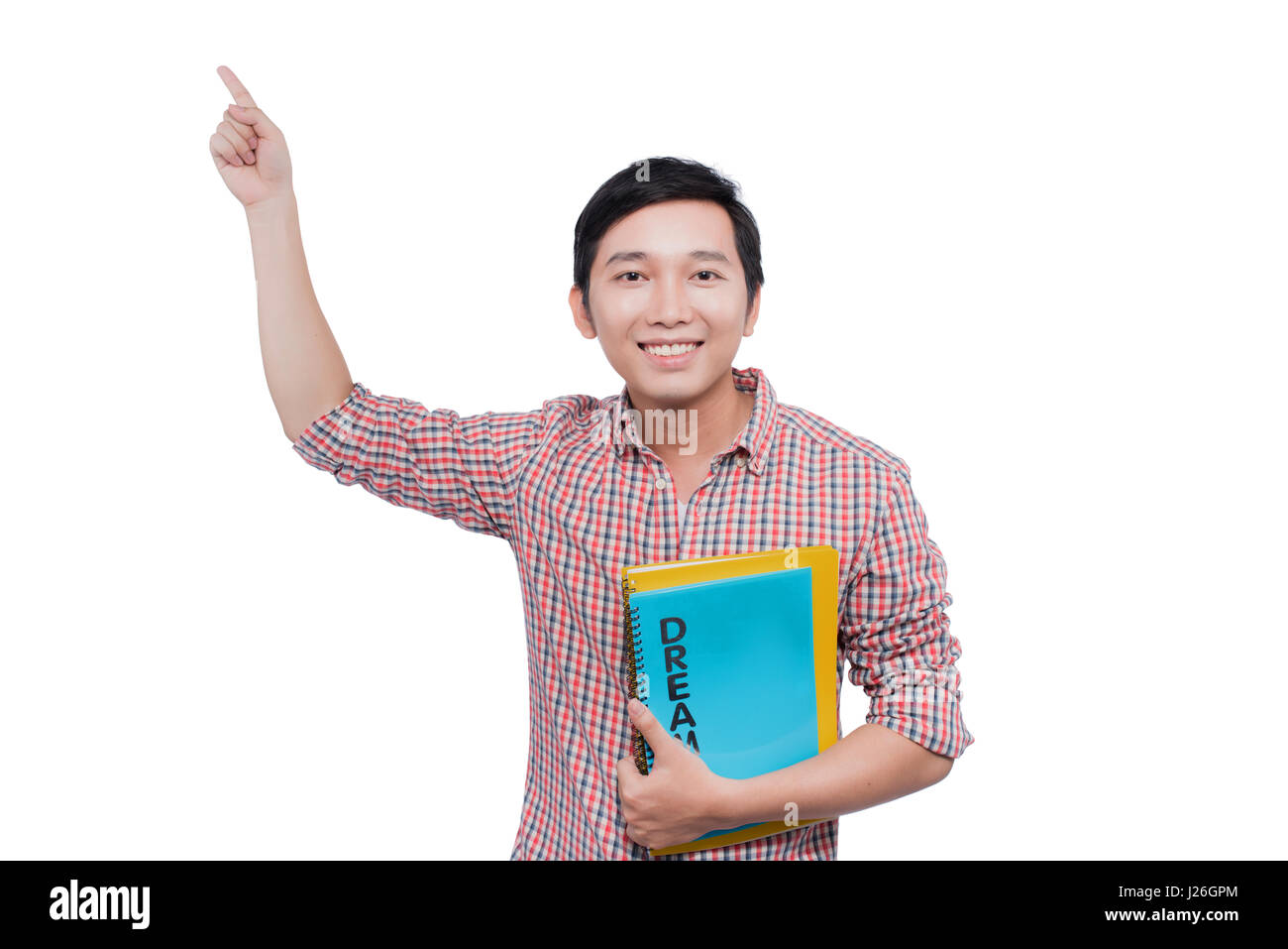 Male student pointing school hi-res stock photography and images - Alamy