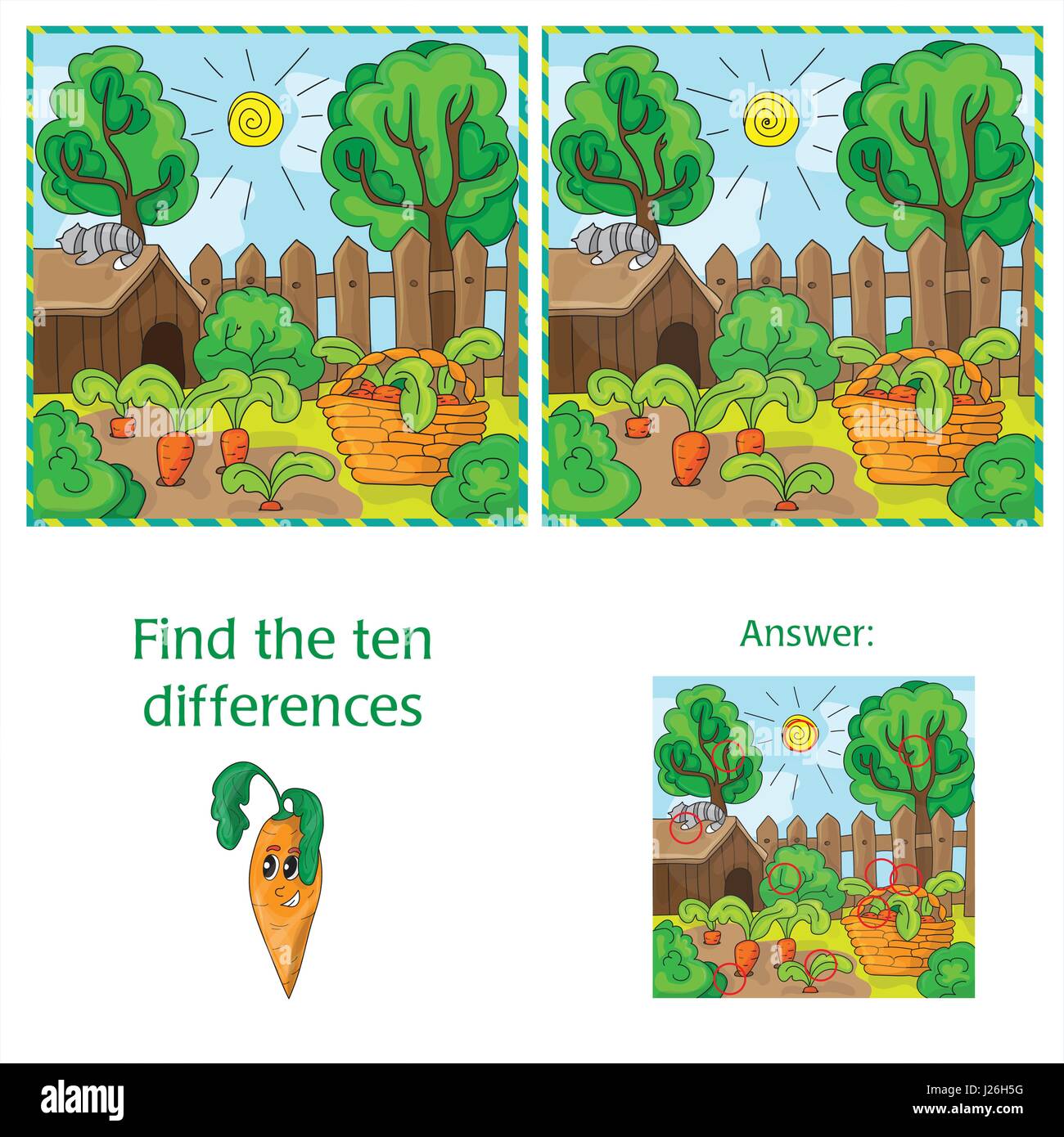 Find differences between the two images carrots in the garden Stock ...