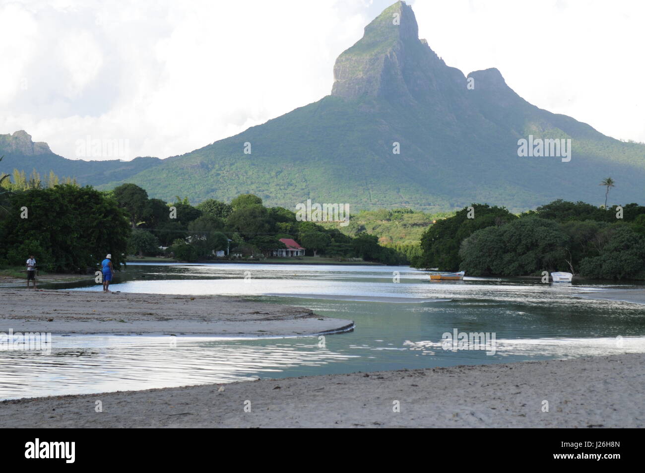 Afternoon shooting tamarin river with Rempart mountain at the back ...