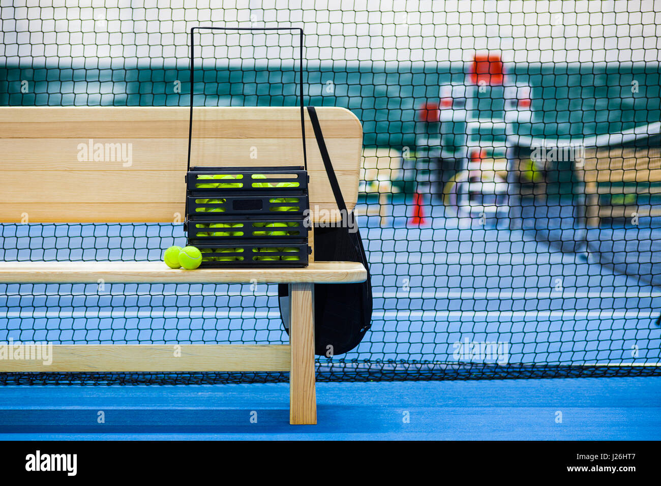 Close up view of tennis court through the net Stock Photo - Alamy