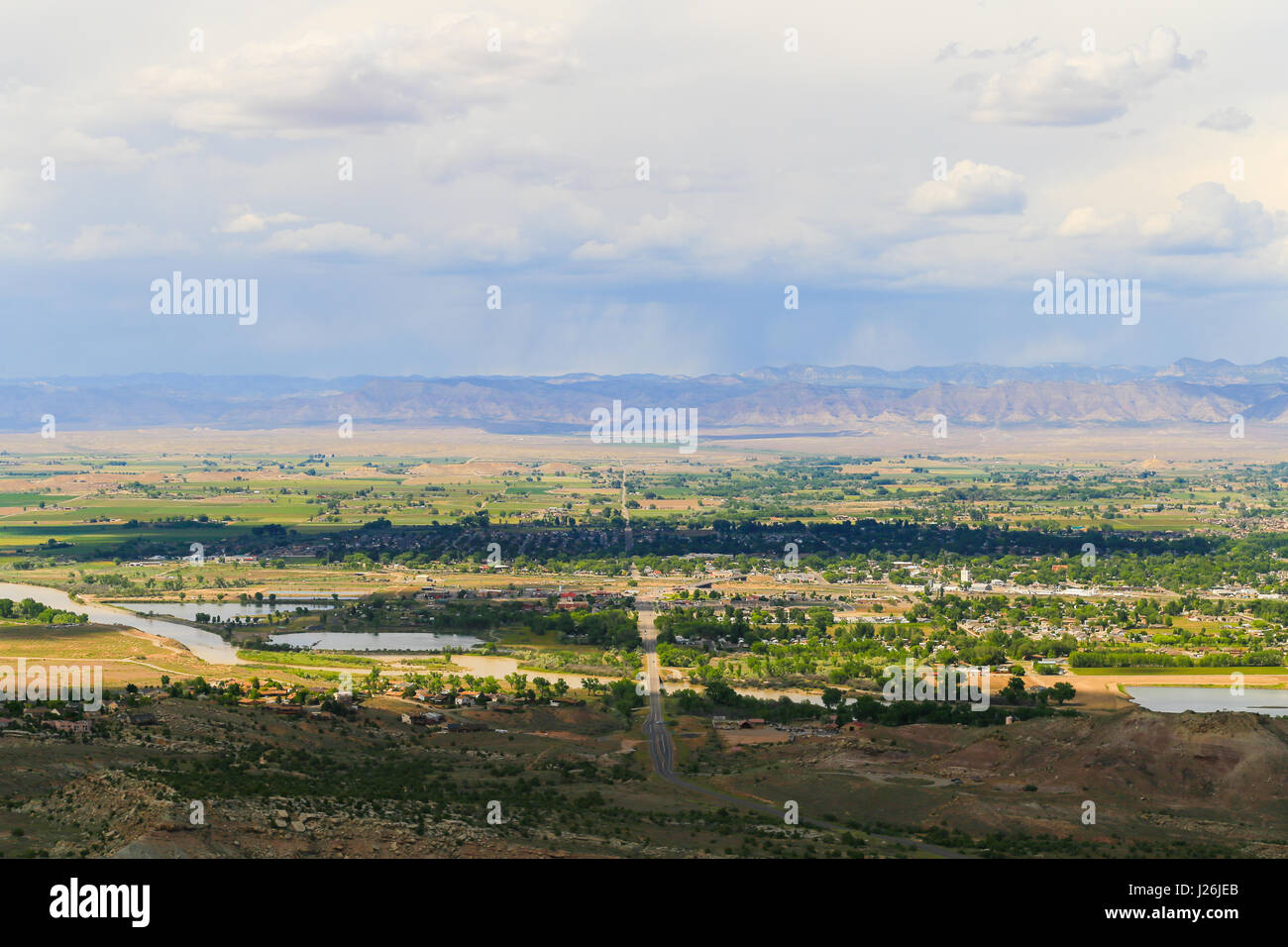 View of the city of Fruita in Colorado seen from the Colorado National ...