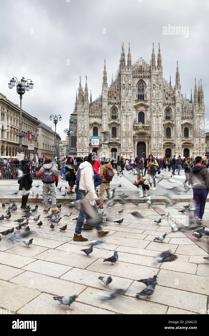 Milan, Italy - October 15, 2016: Square in front of Milan Cathedral ...