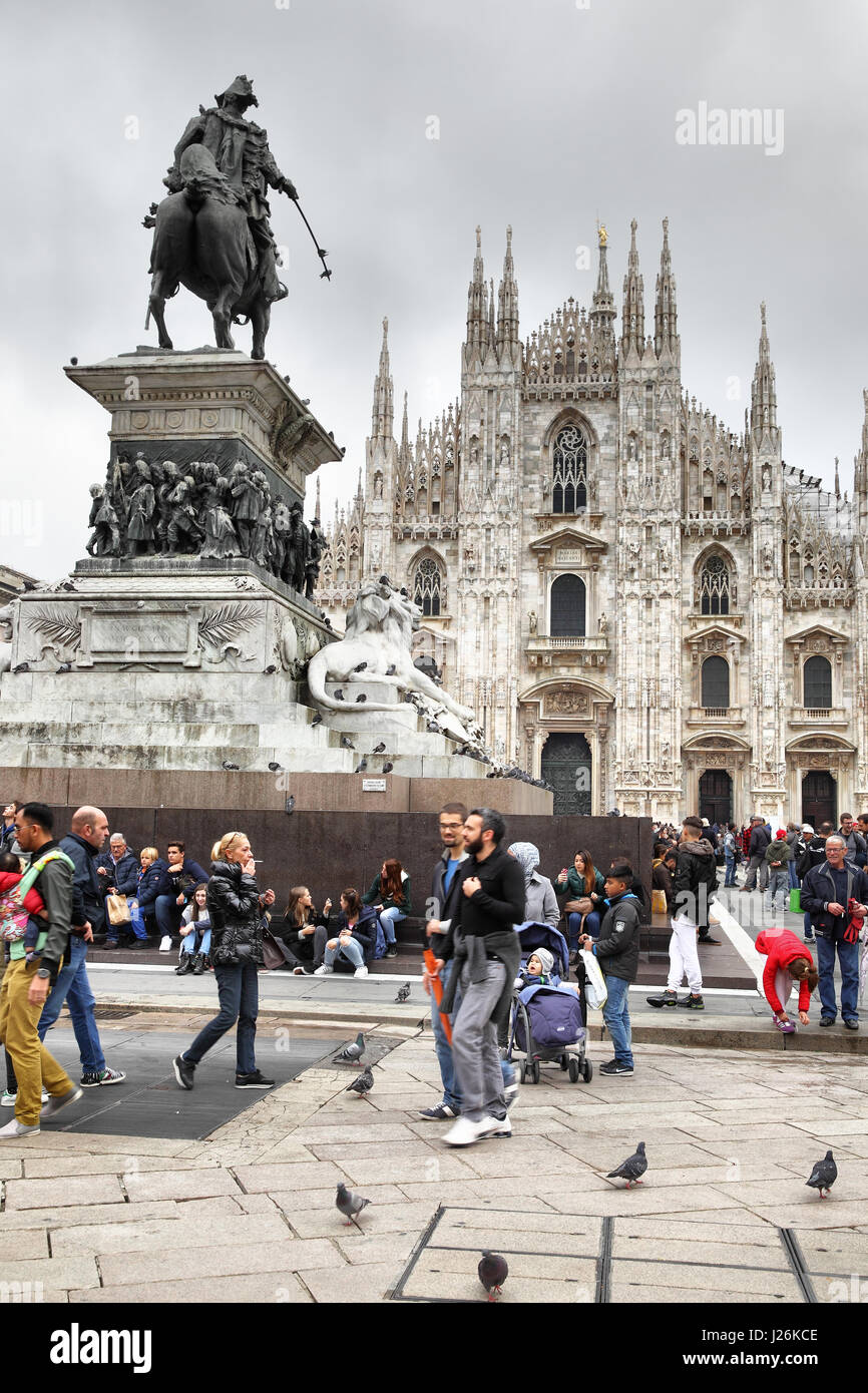 Milan, Italy - October 15, 2016: Square with people in front of Milan ...