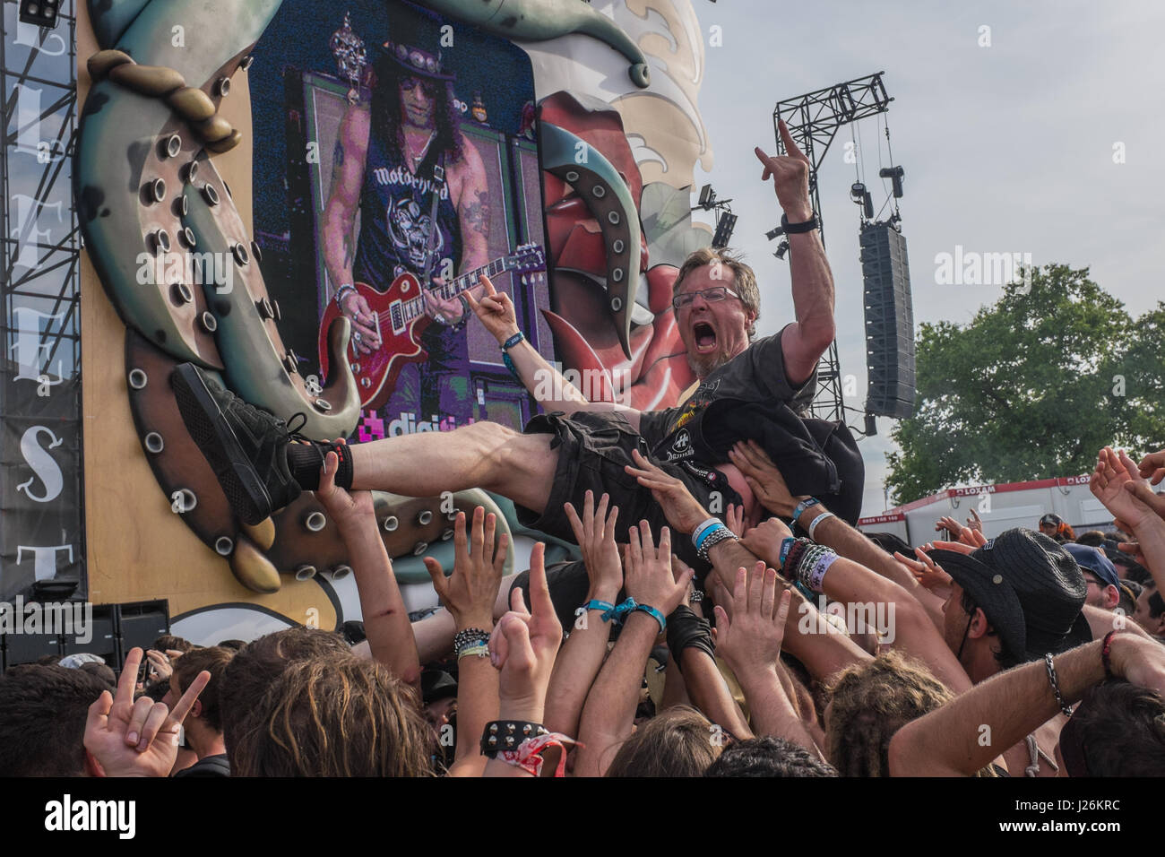 Heavy metal fans attend the Hellfest heavy metal and hard rock music ...