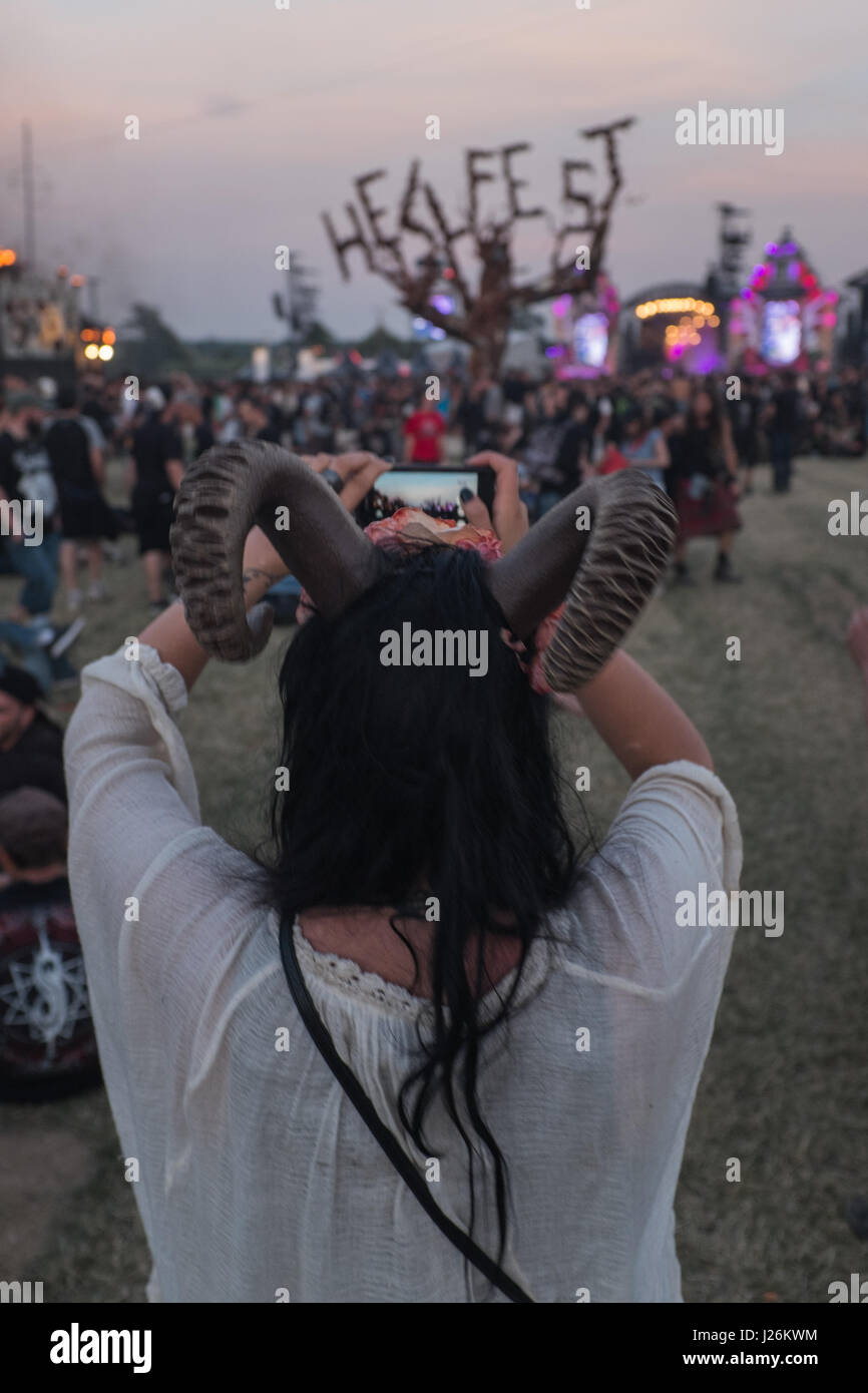 Heavy metal fans attend the Hellfest heavy metal and hard rock music ...