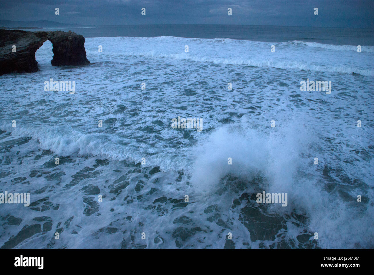 Heavy sea at beach in Galicia Stock Photo - Alamy