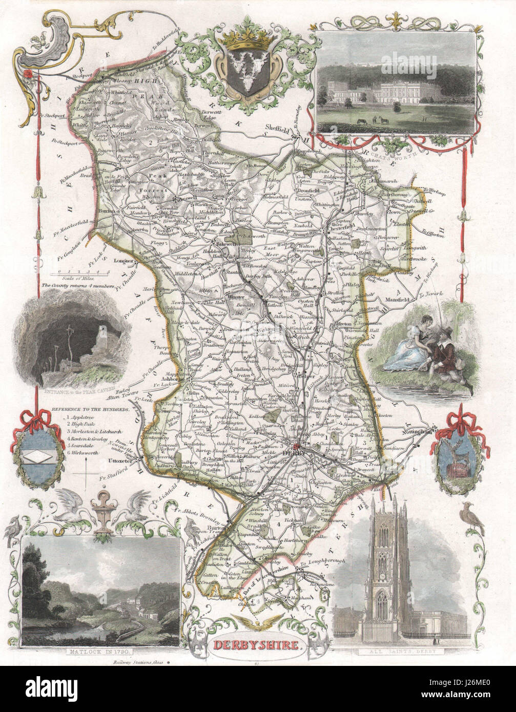 Old Map Of Derbyshire High Resolution Stock Photography and Images - Alamy