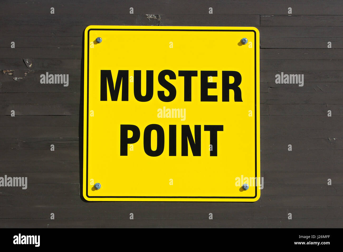Muster station safety sign hi-res stock photography and images - Alamy