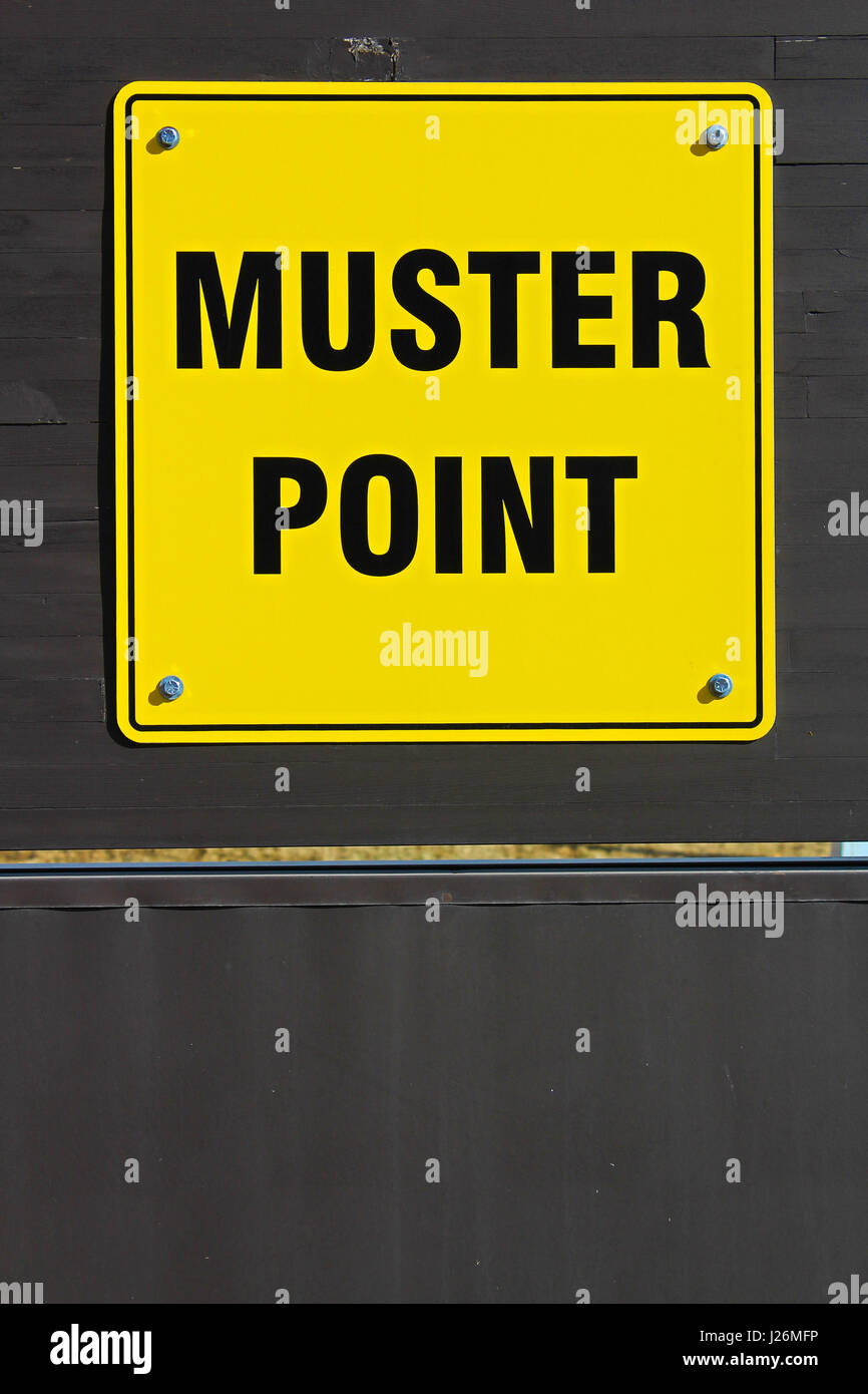 Muster station safety sign hi-res stock photography and images - Alamy