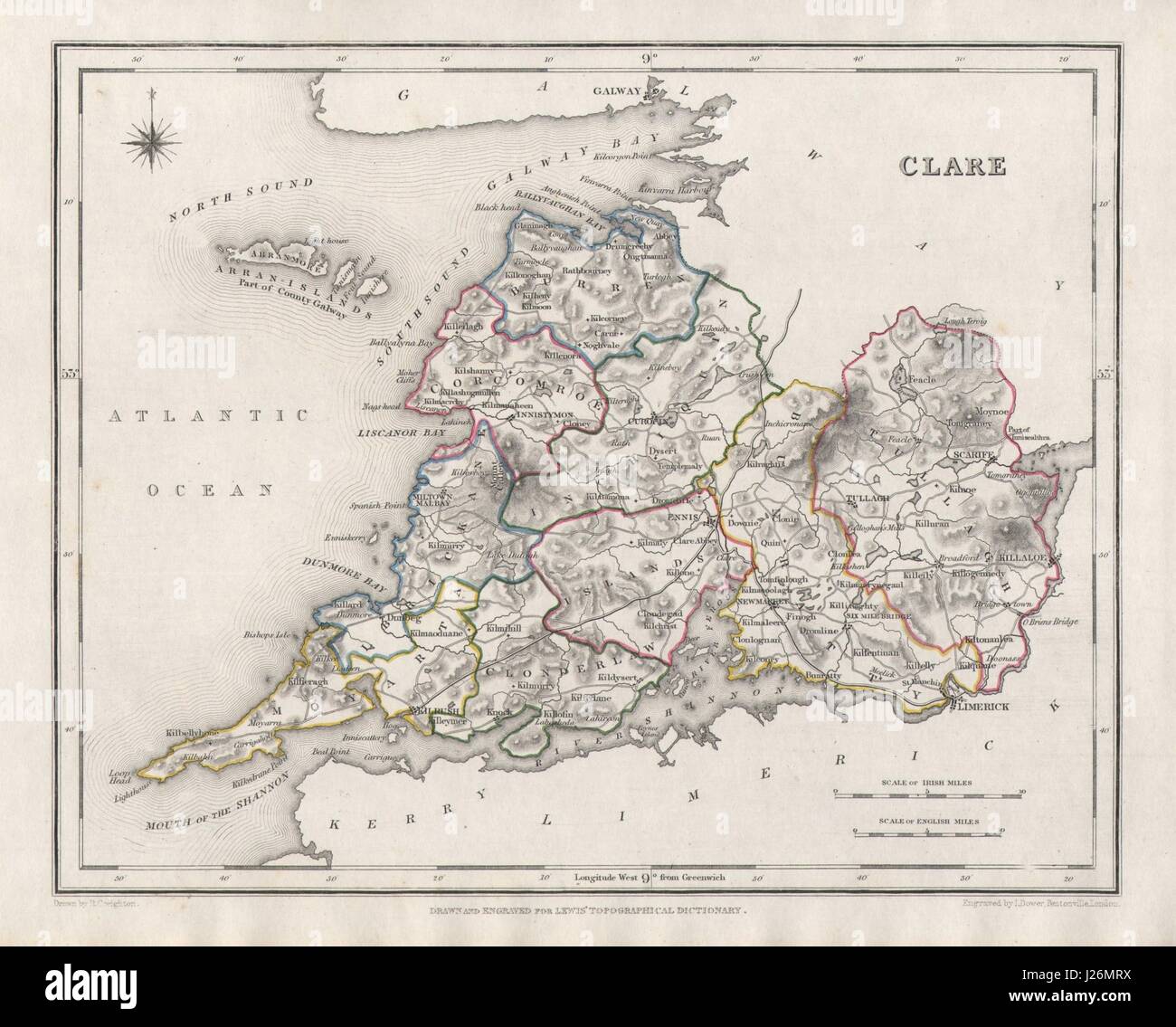 County clare antique county map hi-res stock photography and images - Alamy