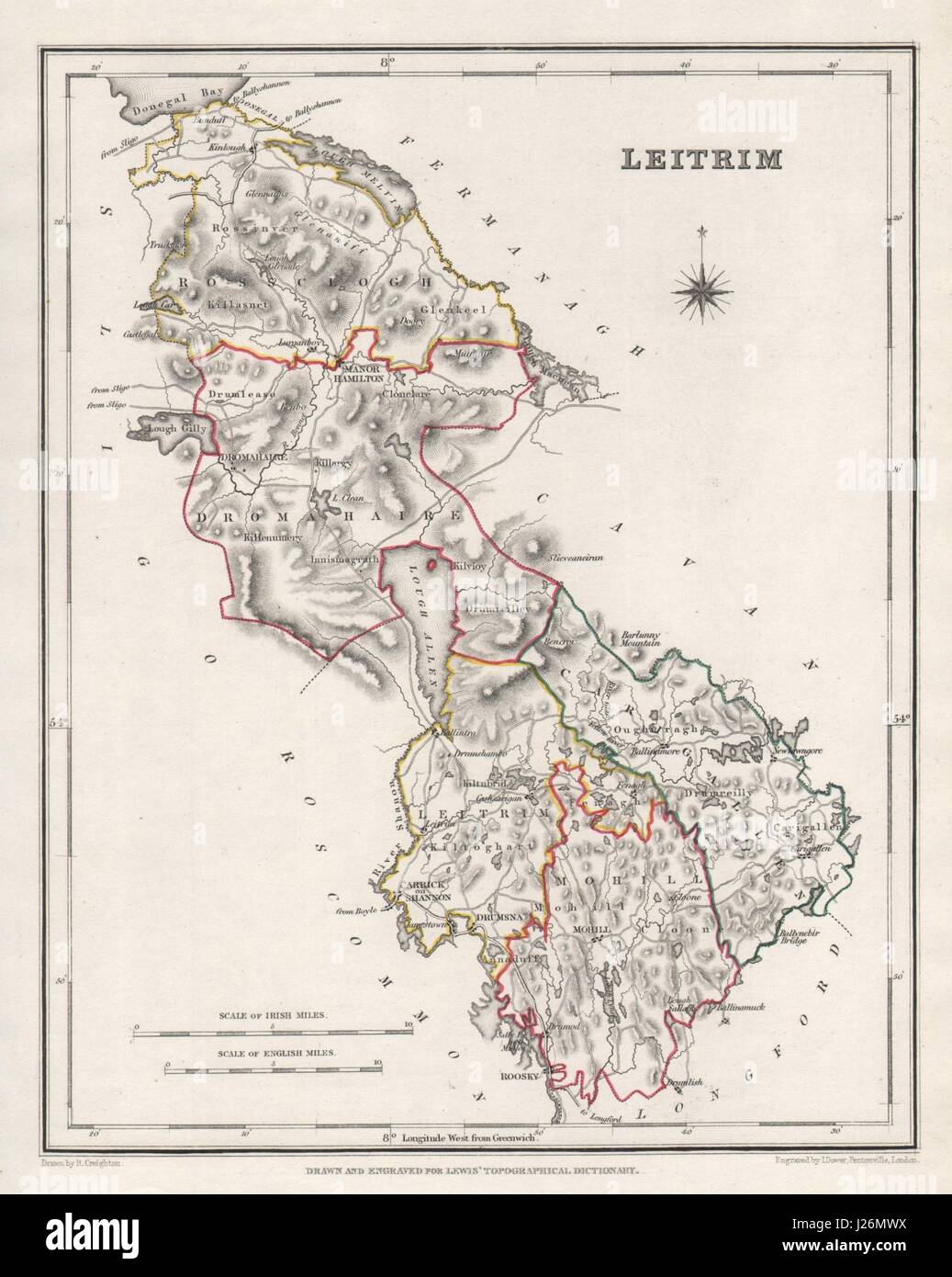 COUNTY LEITRIM antique map for LEWIS by CREIGHTON & DOWER. Ireland 1846 ...