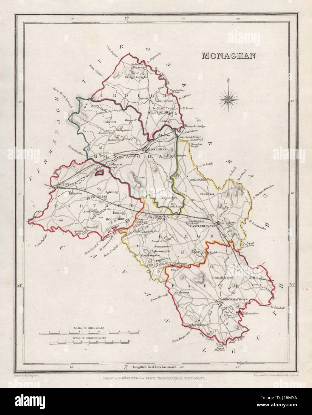 COUNTY MONAGHAN antique map for LEWIS by CREIGHTON & DOWER. Ireland ...