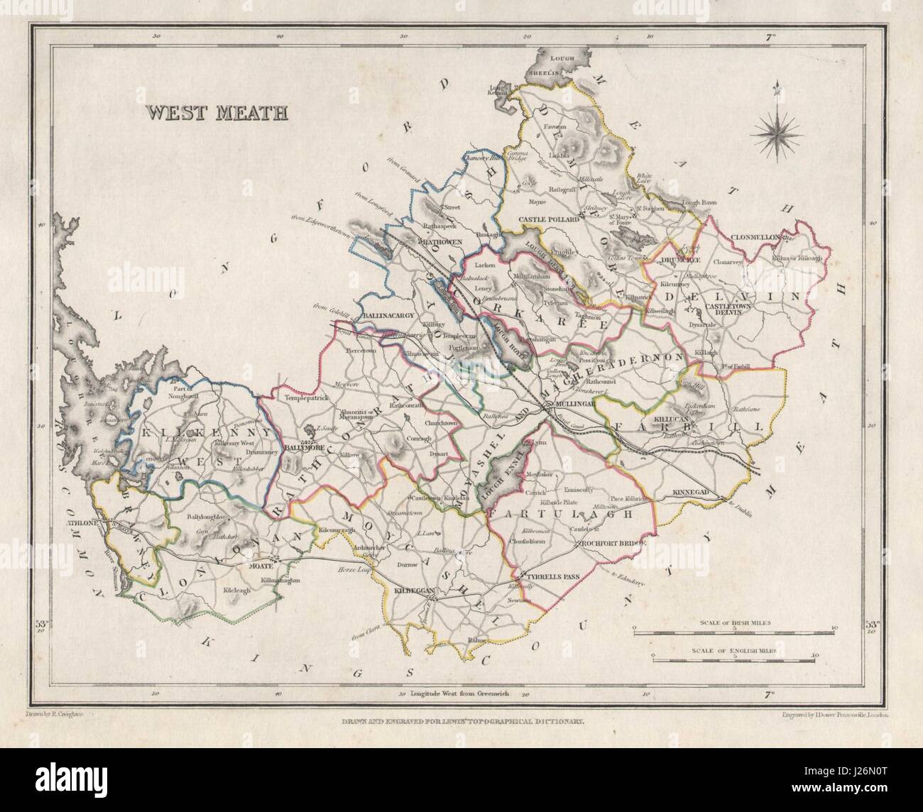 COUNTY WESTMEATH antique map for LEWIS by CREIGHTON & DOWER. Ireland ...