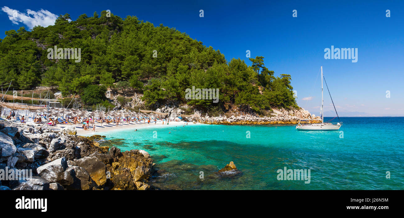 THASSOS, GREECE - SEPT. 21: Beautiful Marble beach also known as ...