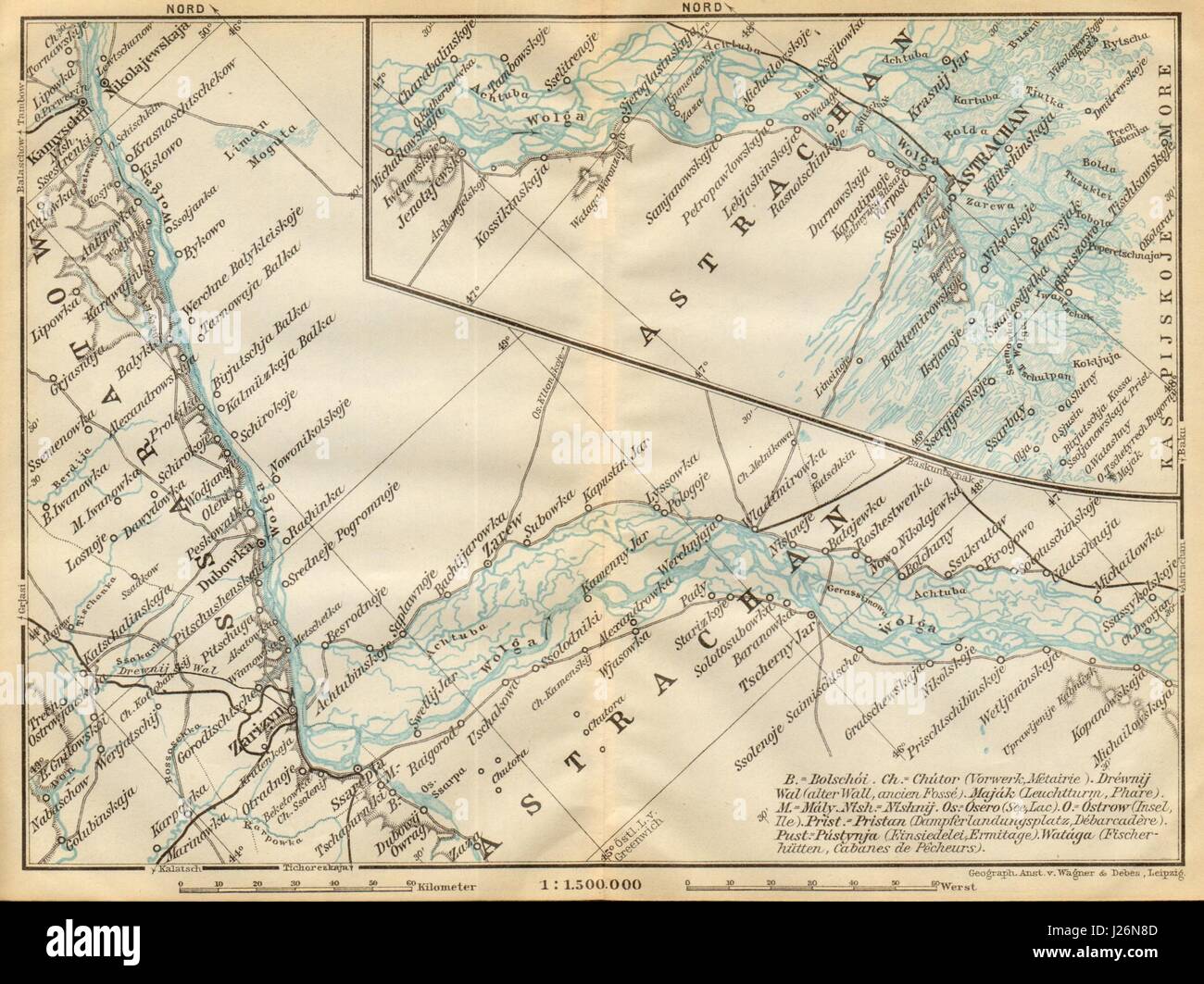 Volga River [Astrakhan - Volgograd - Kamyshin]. Russia. BAEDEKER 1912 ...