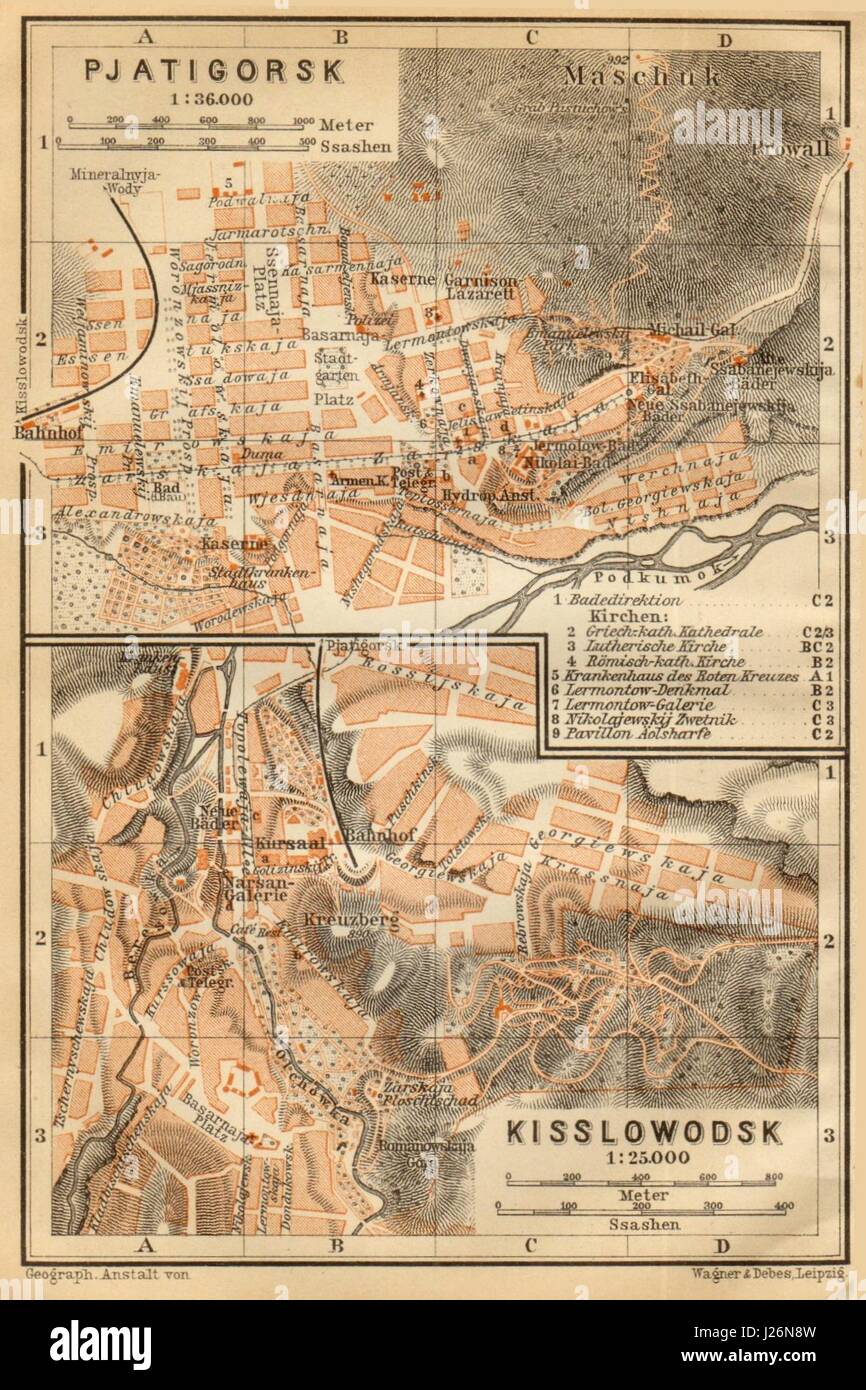 Pyatigorsk / Kislovodsk town/city plan. Russia. Pjatigorsk. BAEDEKER ...