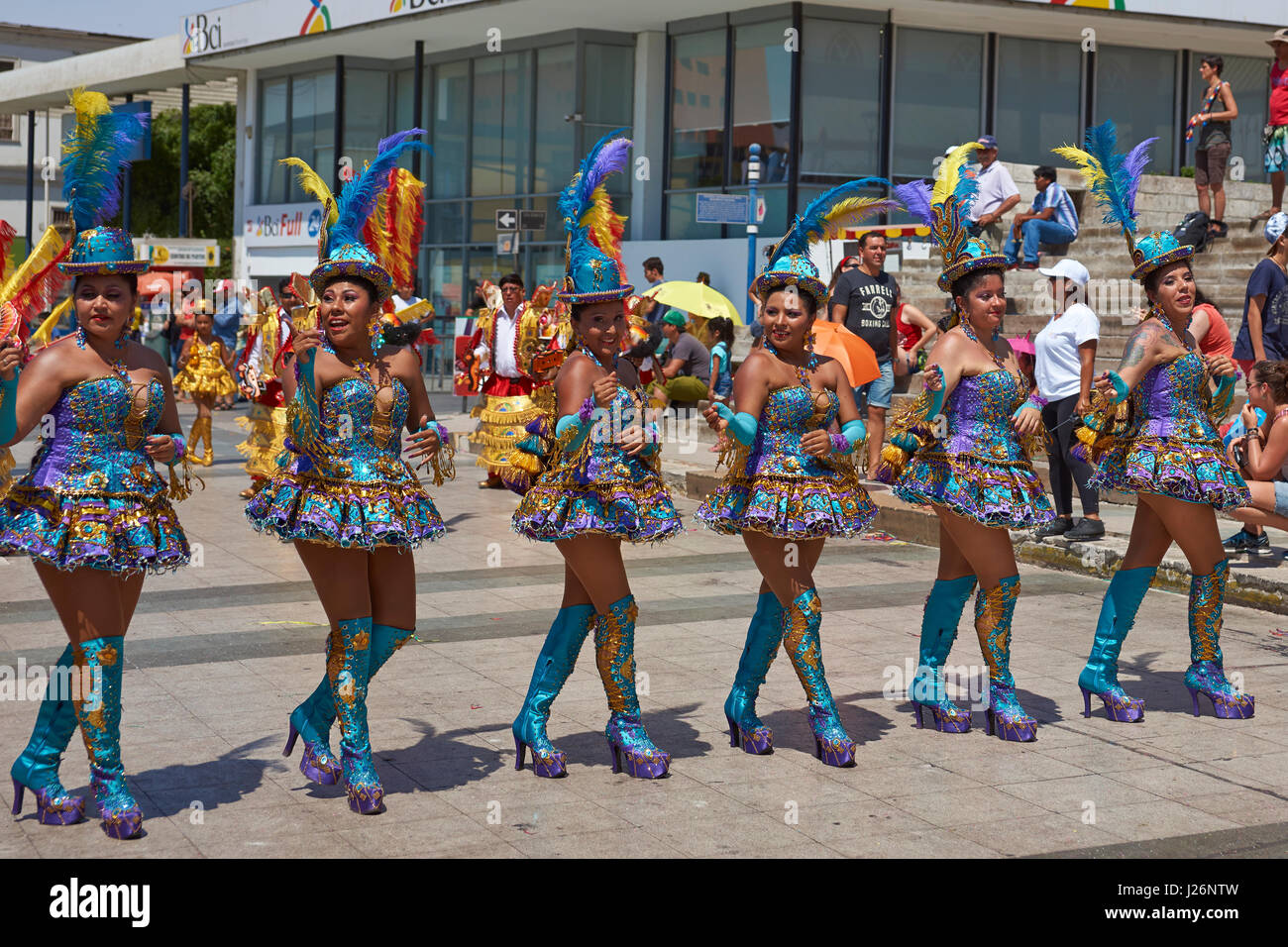Morenada Dance Group dressed in ornate costumes performing during a ...