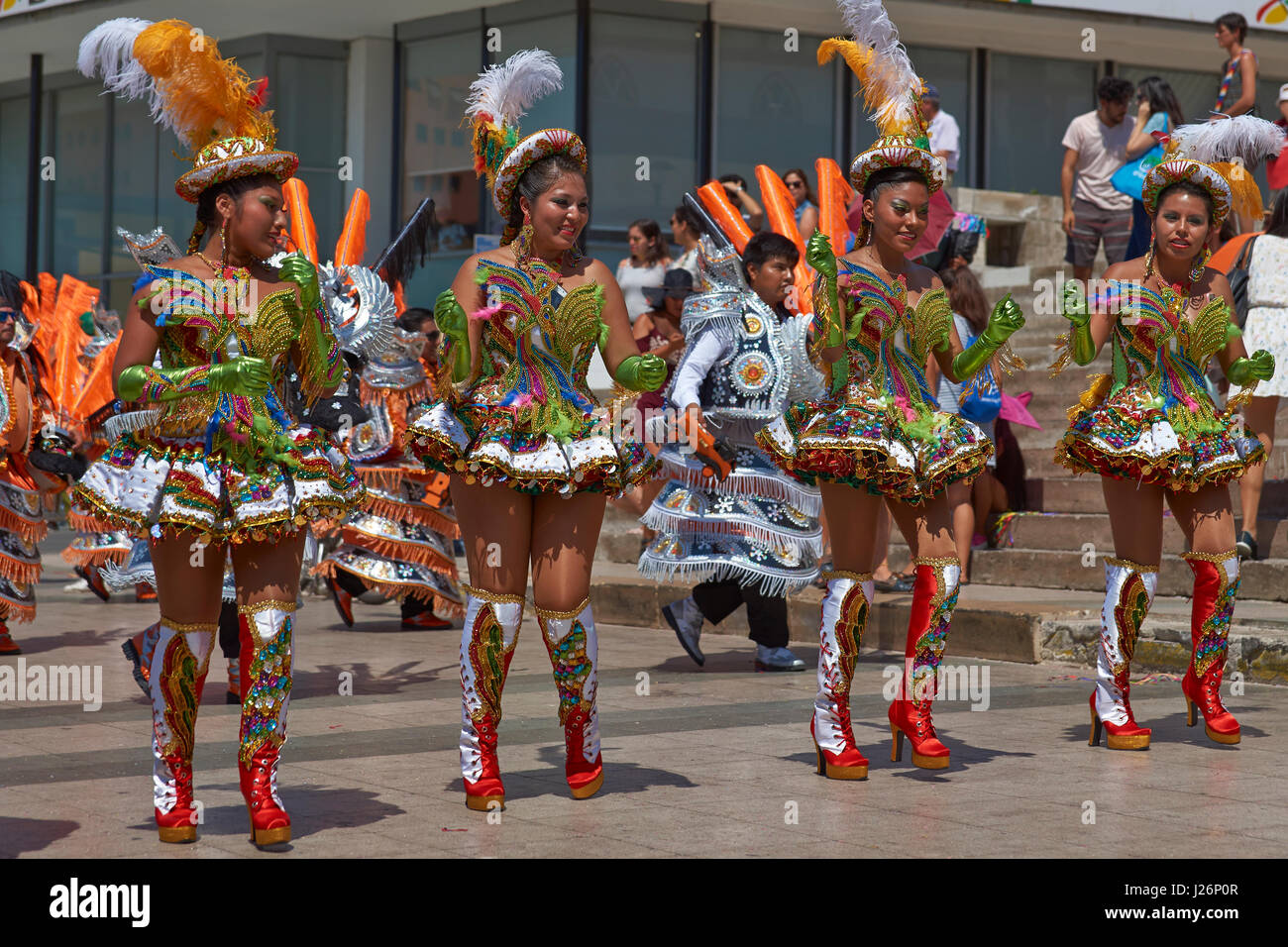 Morenada Dance Group dressed in ornate costumes performing during a ...
