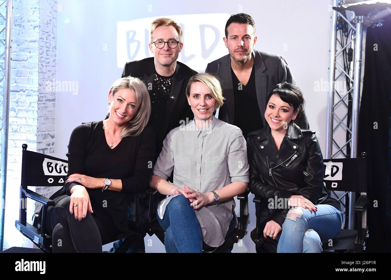 (left to right) Faye Tozer, Ian "H" Watkins, Â­Claire Richards, Lee ...