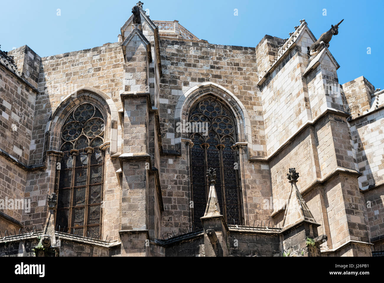 Barcelona (Catalunya, Spain): the medieval cathedral, in gothic style ...