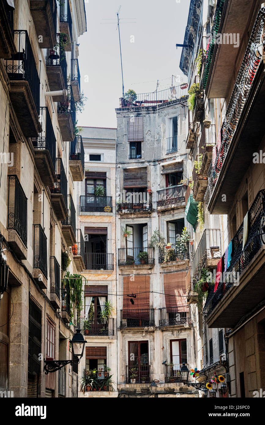Barcelona (Catalunya, Spain): historic buildings in the gothic quarter ...