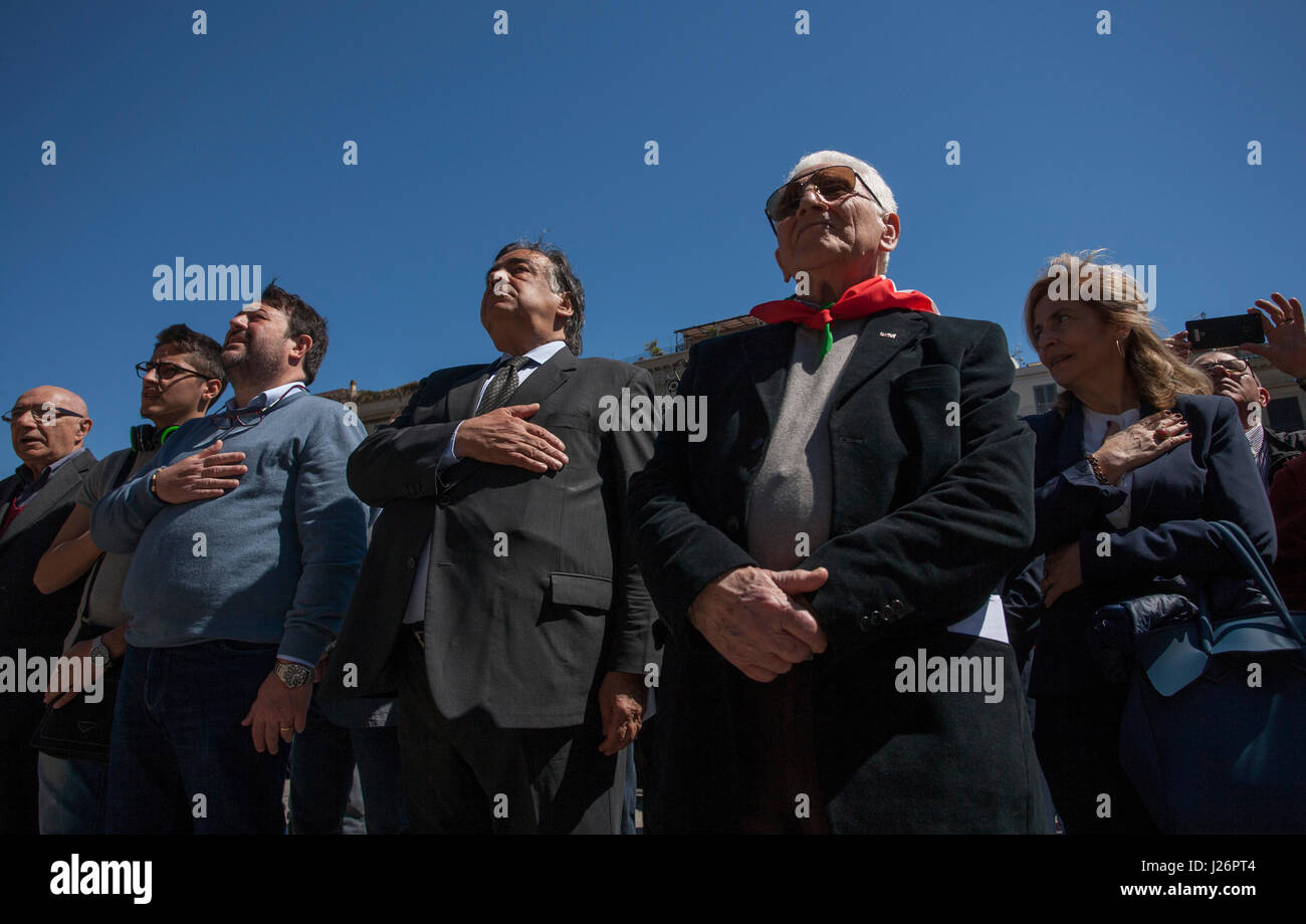 Palermo, Italy. 25th Apr, 2017. Antifascist militants participated a ...