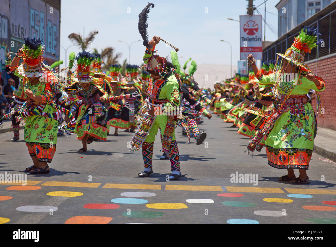 Tinkus Dance Group dressed in ornate costumes performing a Tinkus dance ...