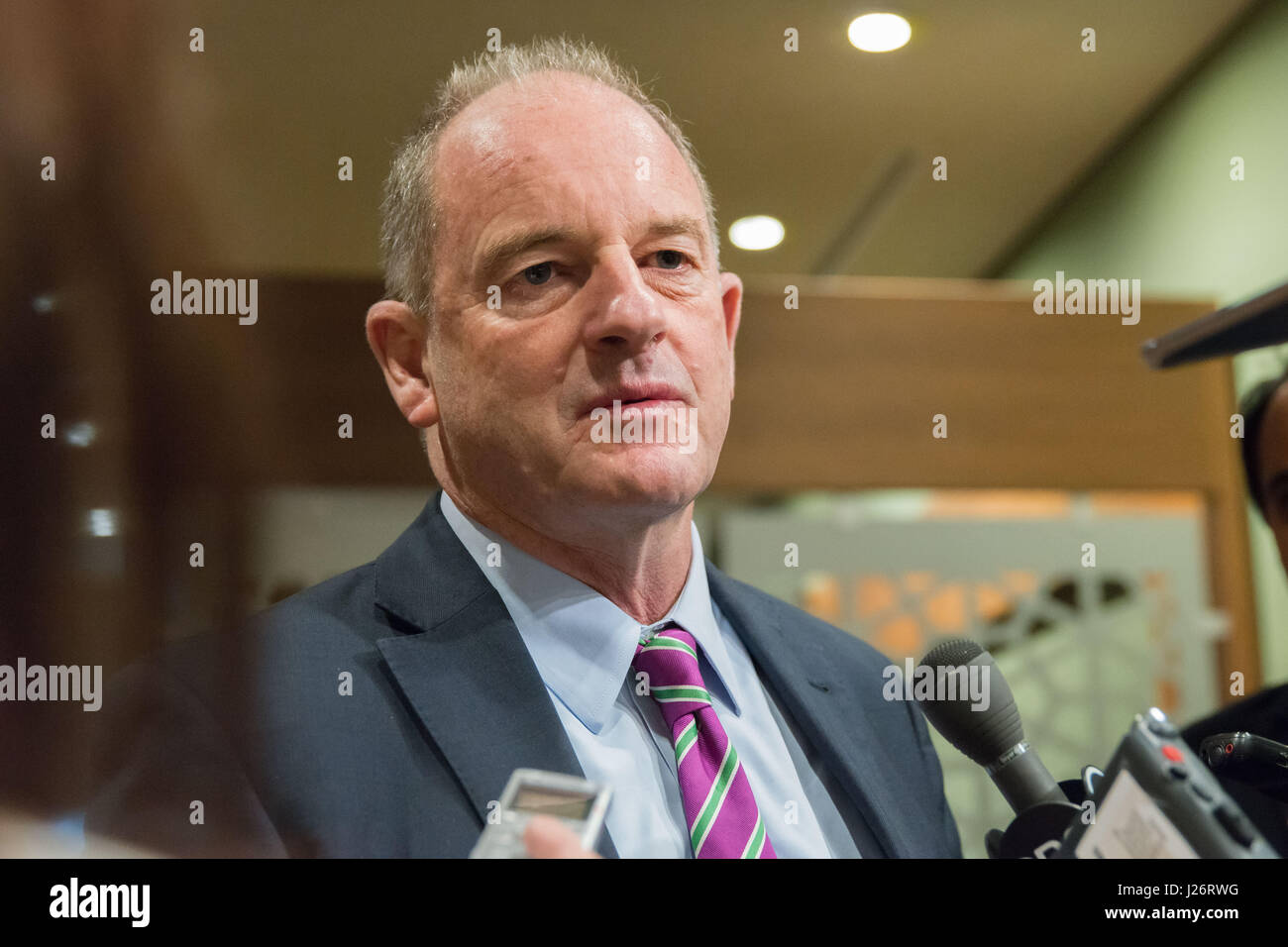 New York, USA. 25th Apr, 2017. Following his briefing to the United ...