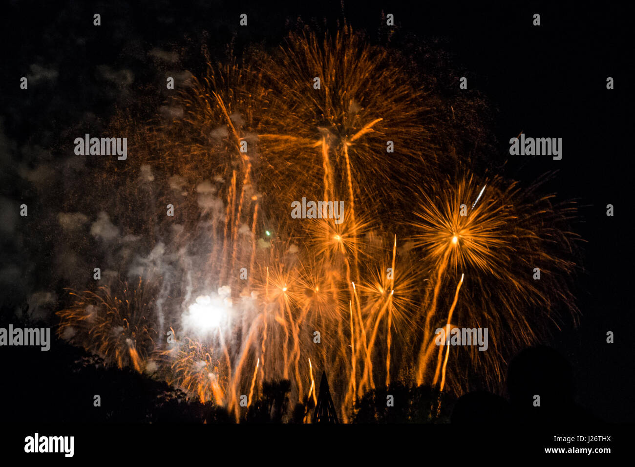 Firework in cologne Germany to celebrate the summer Stock Photo - Alamy