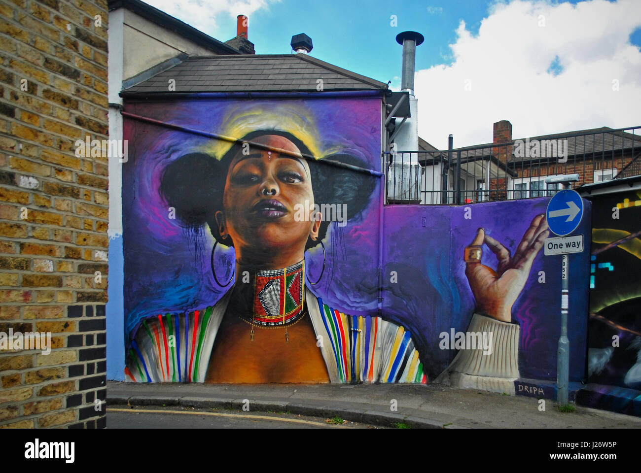 STREET ART BY ARTIST DREPH IN PENGE SOUTH LONDON OF AFROPUNK PIONEER ...
