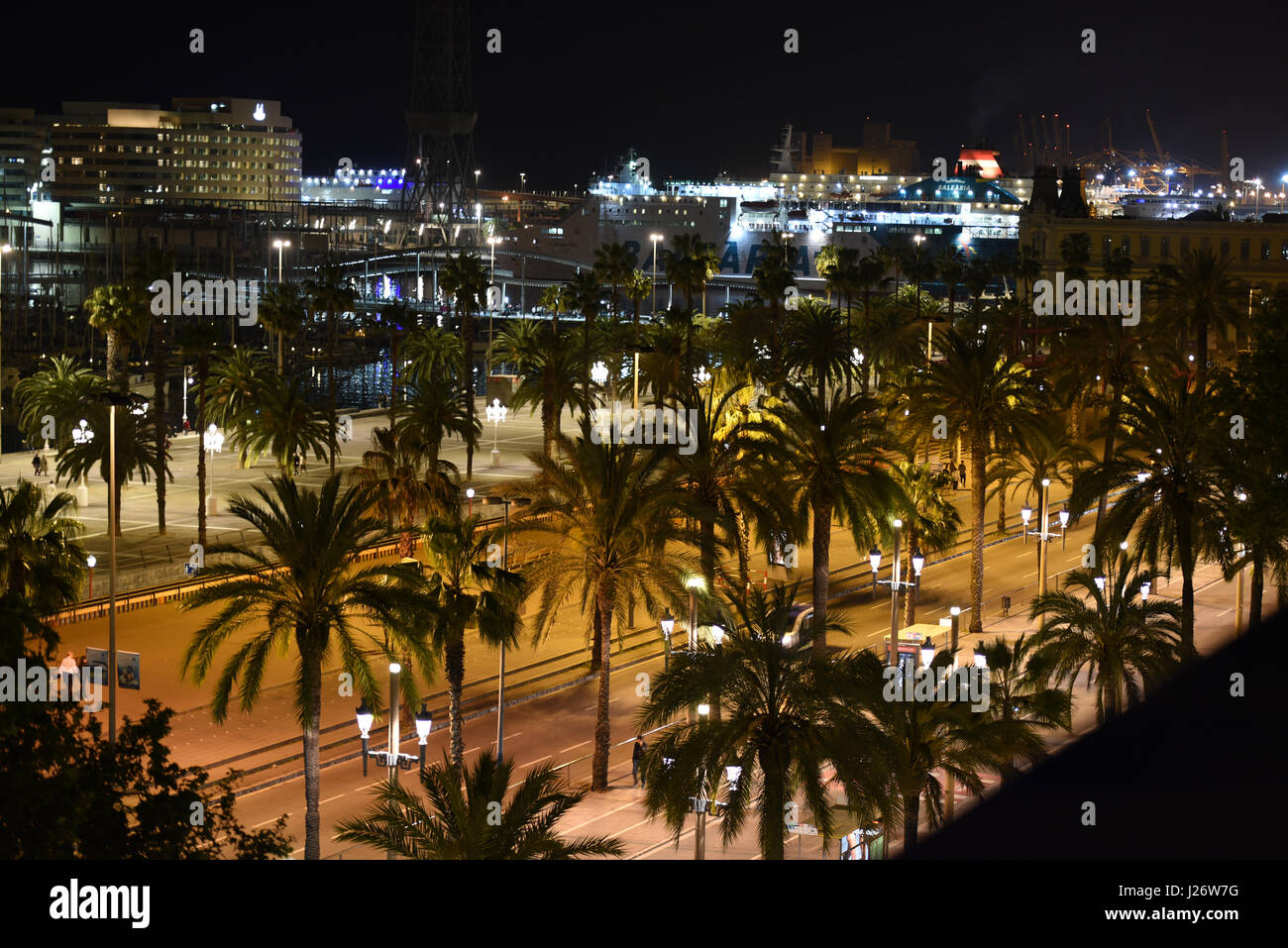 Typical night scene in Barcelona Stock Photo - Alamy