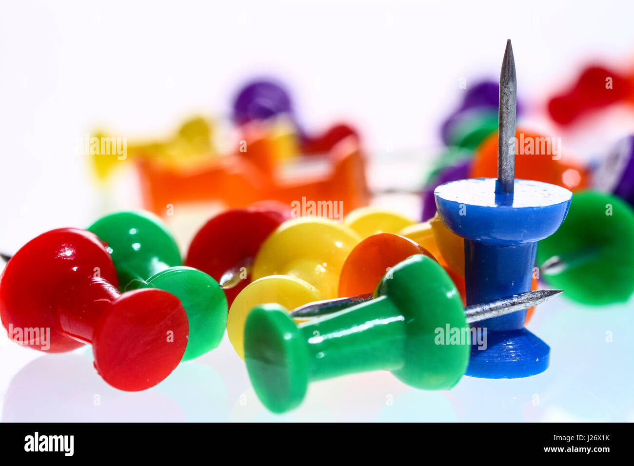 Collection of colourful pushpins isolated on a white background Stock ...