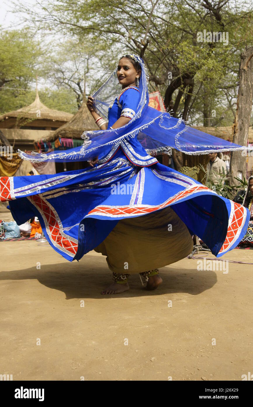 Female Tribal dancer performing at the Sarujkund Fair near Delhi India ...