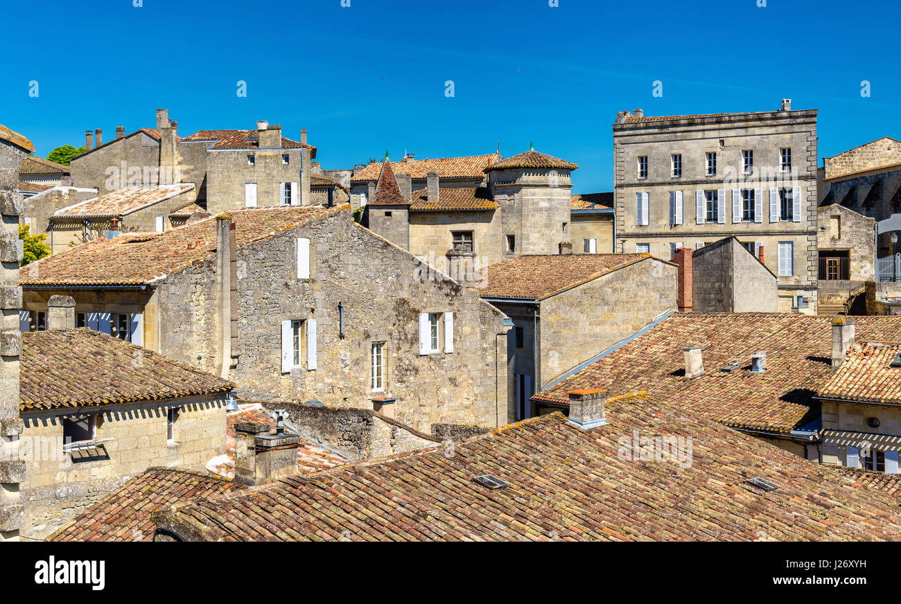 Cityscape of Saint-Emilion town, a UNESCO world heritage site in France ...