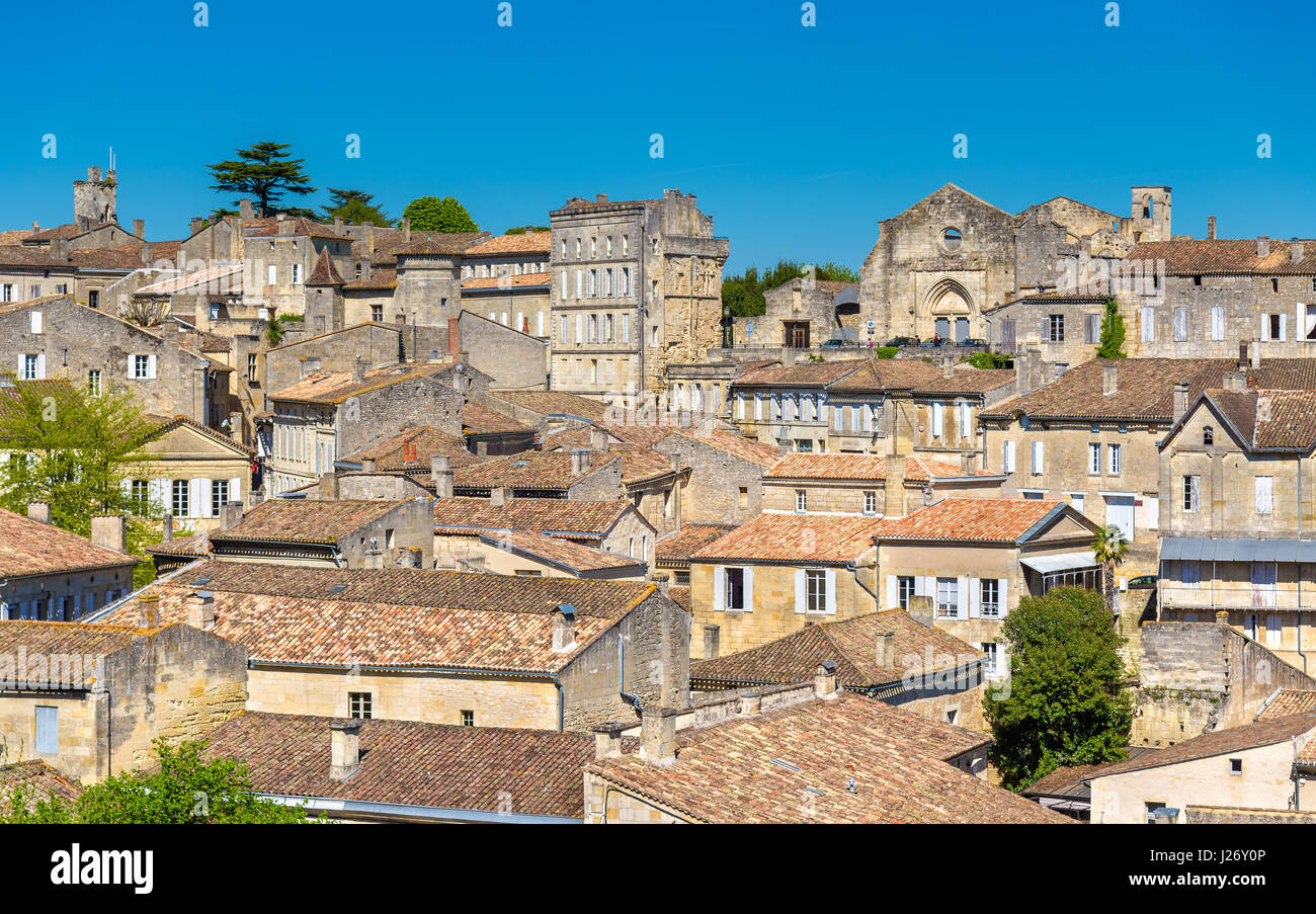 Cityscape of Saint-Emilion town, a UNESCO world heritage site in France ...