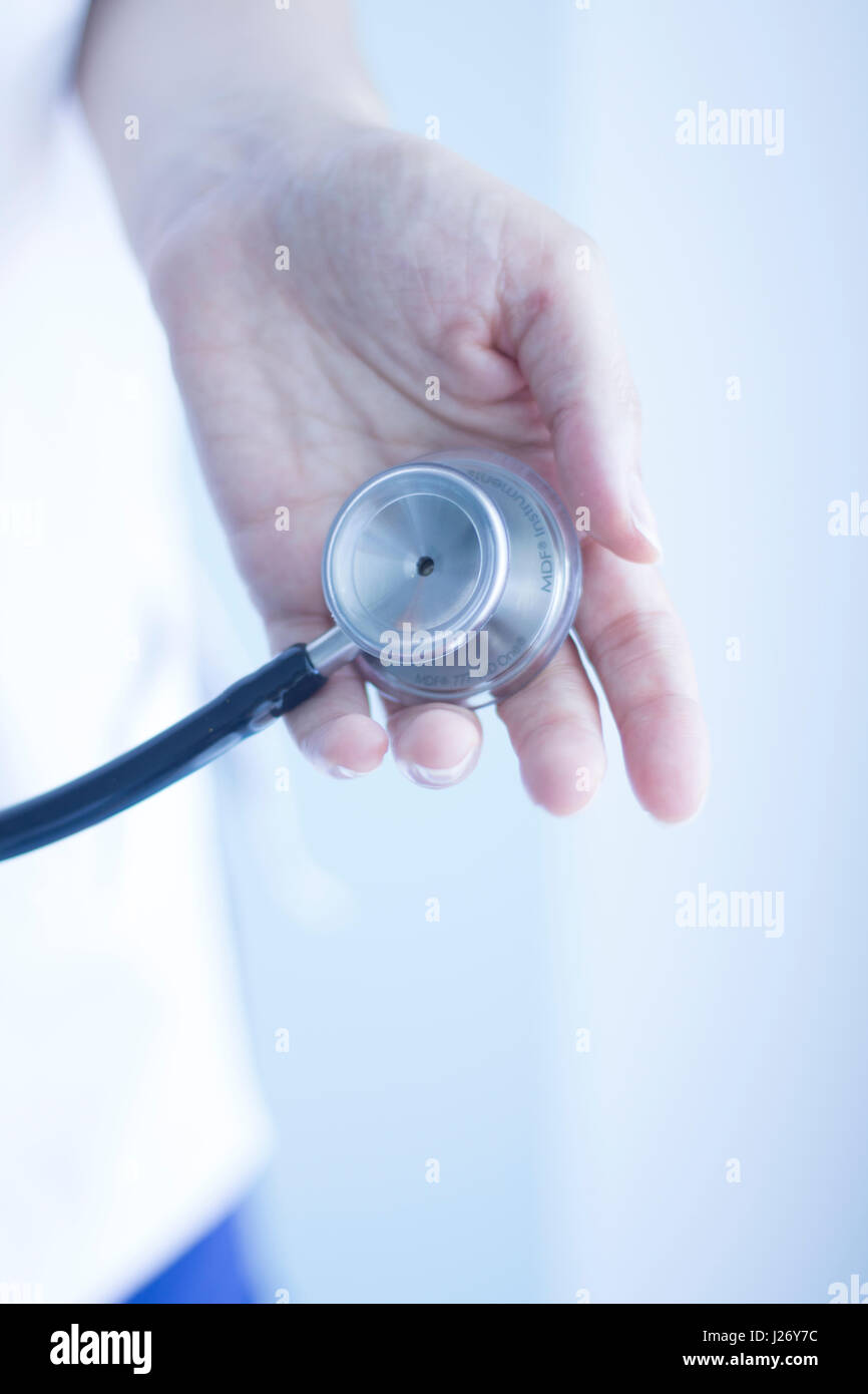 Doctors medical stethoscope heart rate monitoring equipment to listen ...