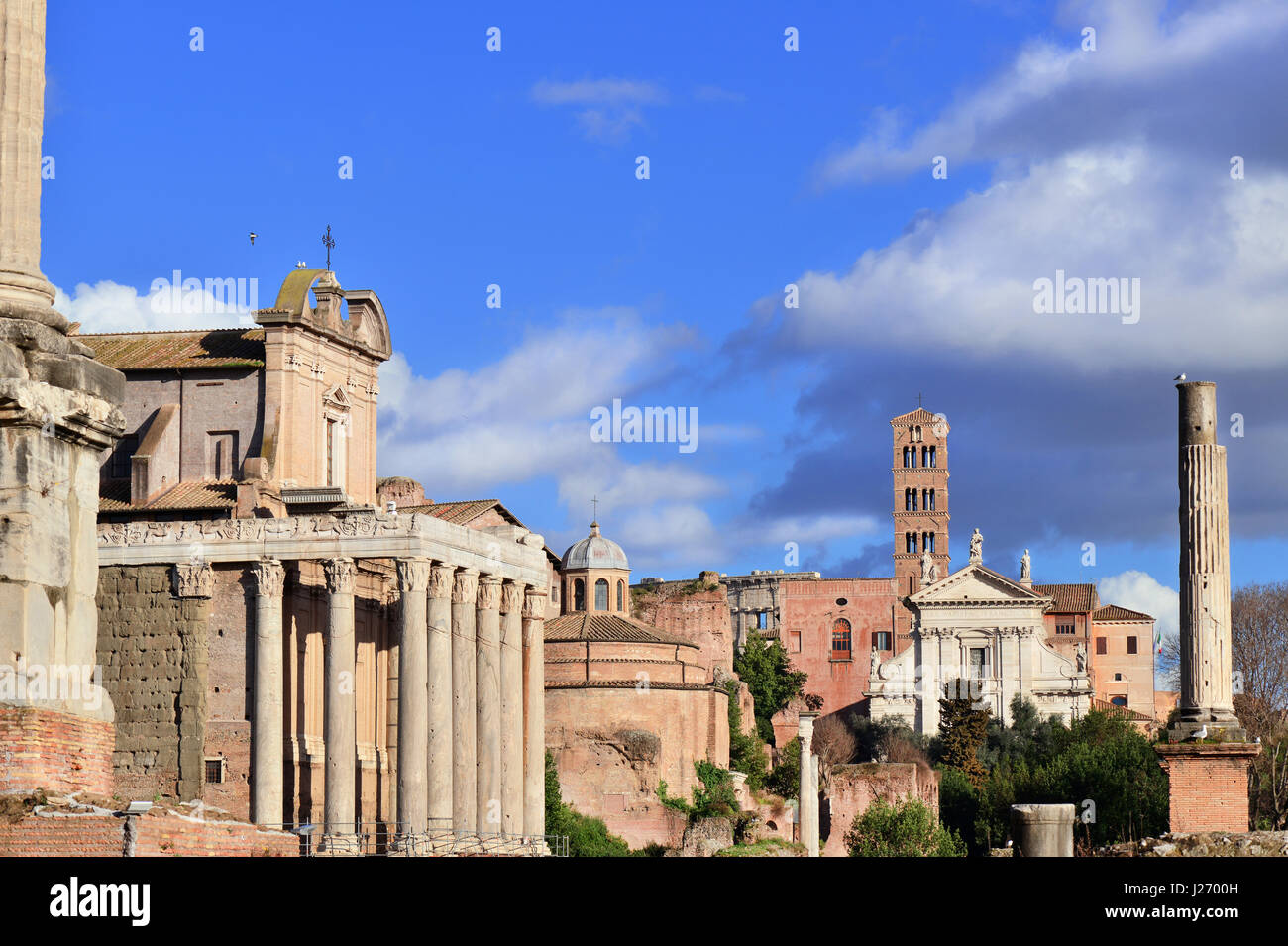 Roman Forum columns, temples, and churches along 'Sacred Road', in the ...