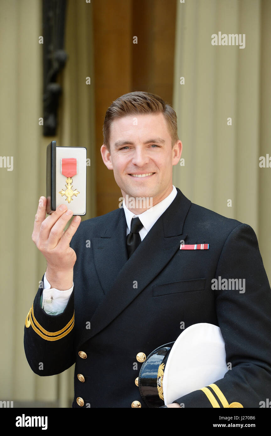 Lieutenant Peter Reed after he was awarded an MBE for services to ...
