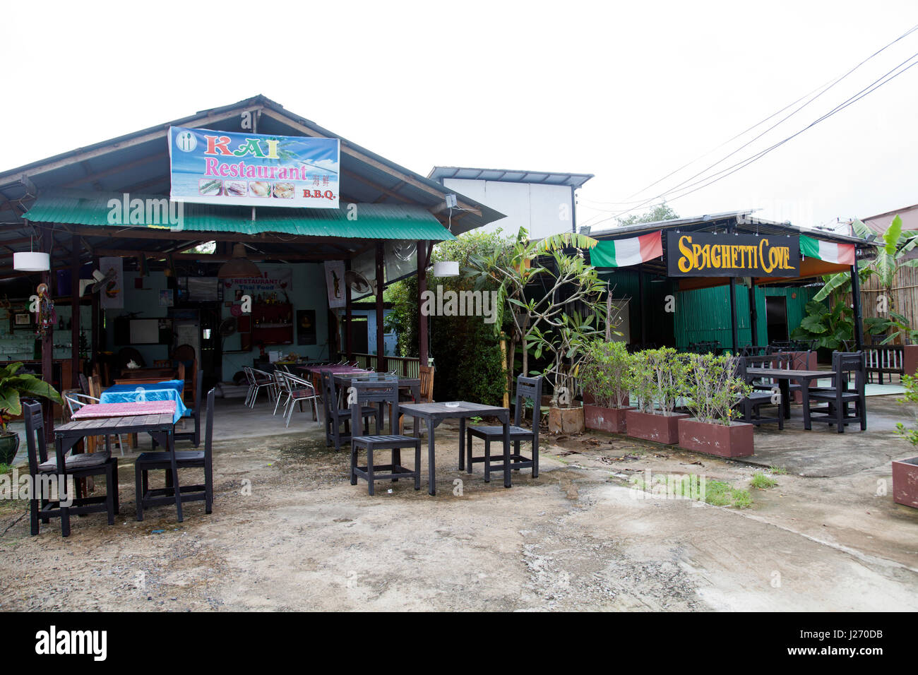 Choeng Mon Town Restaurants on Island of Ko Samui in Thailand Stock ...