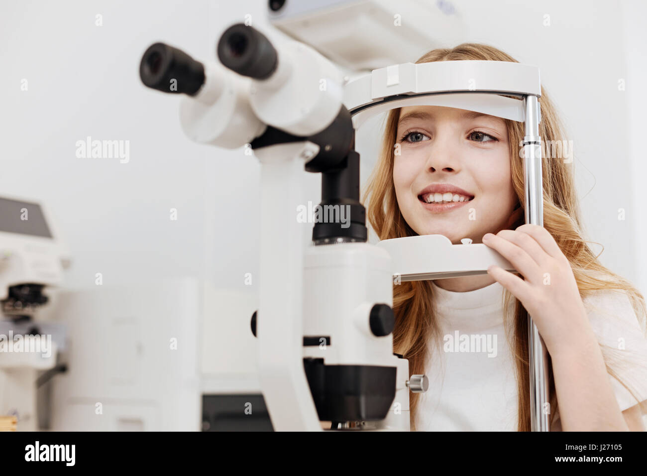 What does it do. Charming excited emotional child paying a visit to her ...