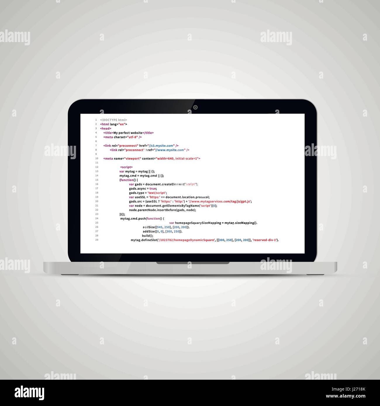 Laptop source code on screen Stock Vector Images - Alamy