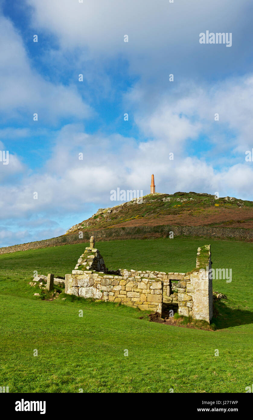 The ruins of St Helen's Oratory, a tiny chapel at Cape Cornwall ...