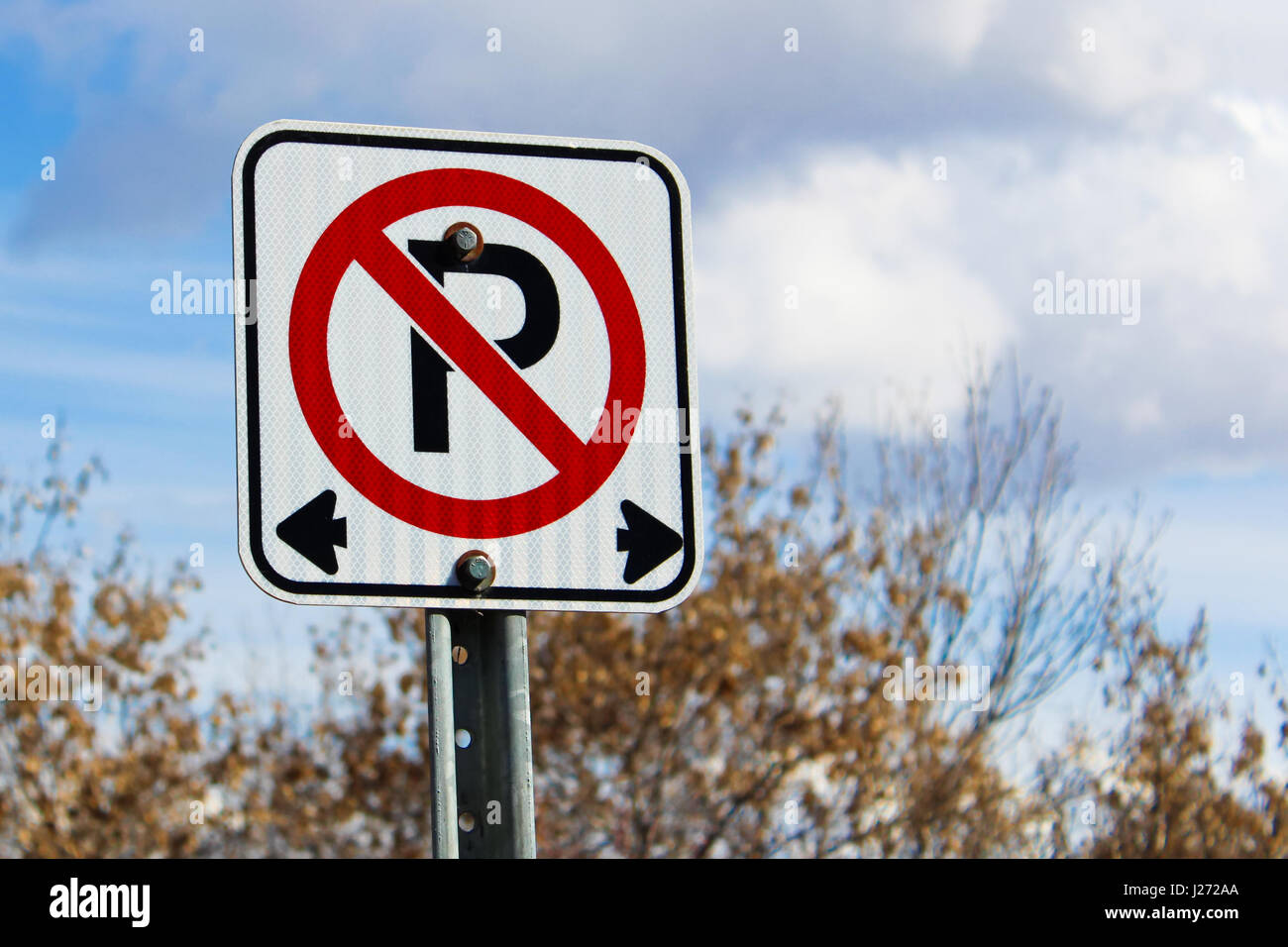 No parking left or right of the sign Stock Photo - Alamy