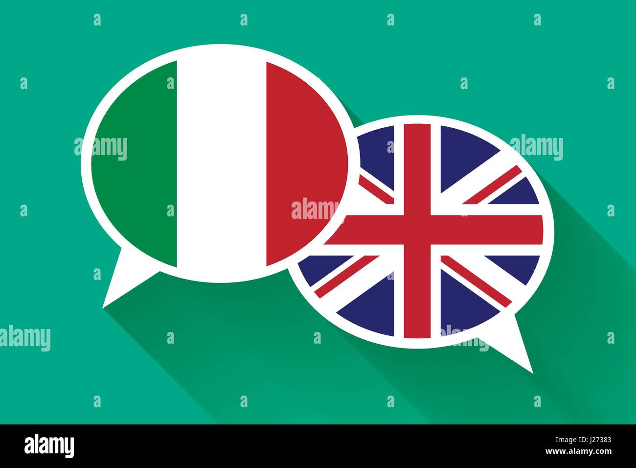 Two white speech bubbles with Italian and Great britain flags Stock ...