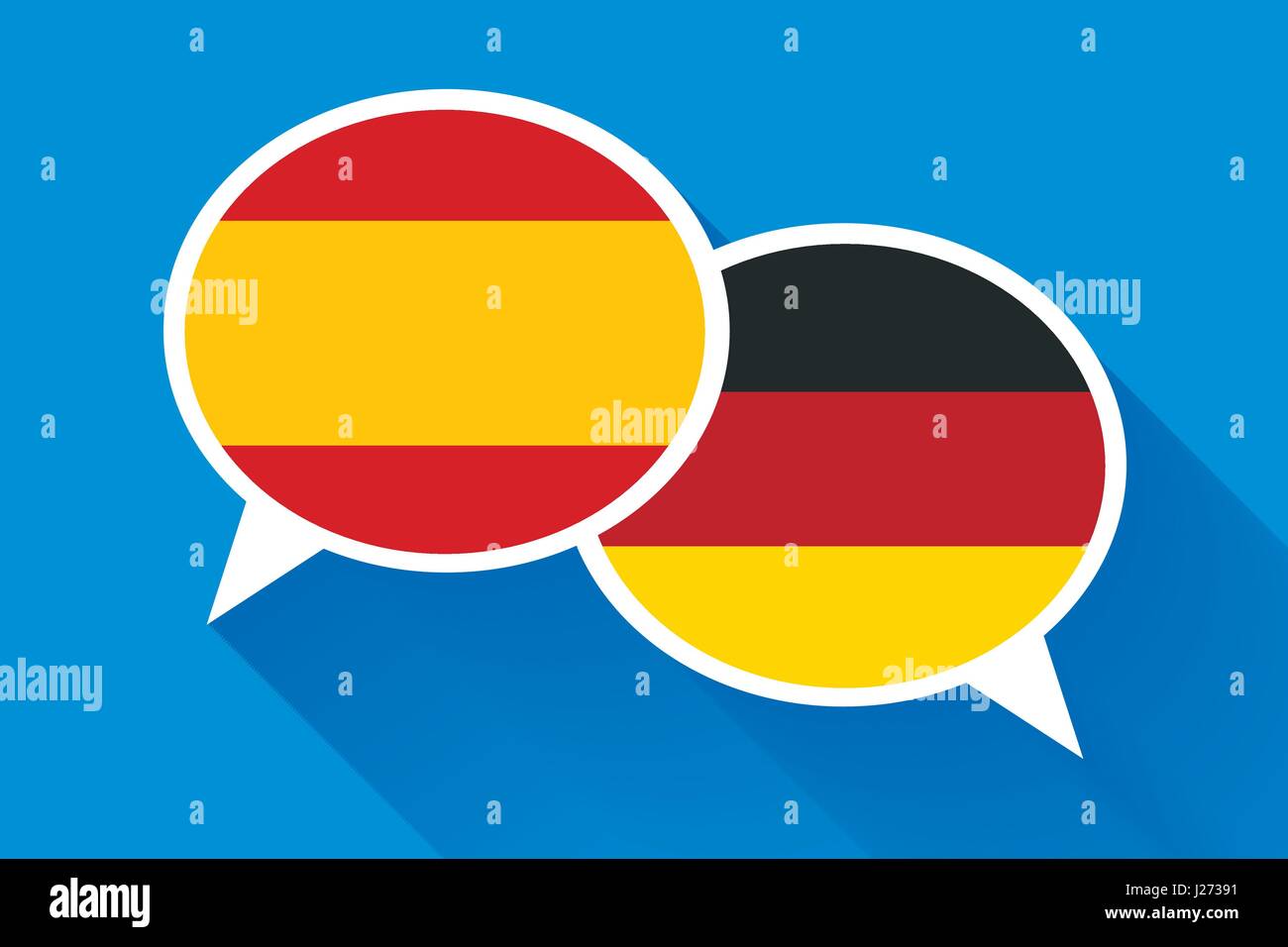 Two white speech bubbles with Spain and German flags Stock Vector Image ...