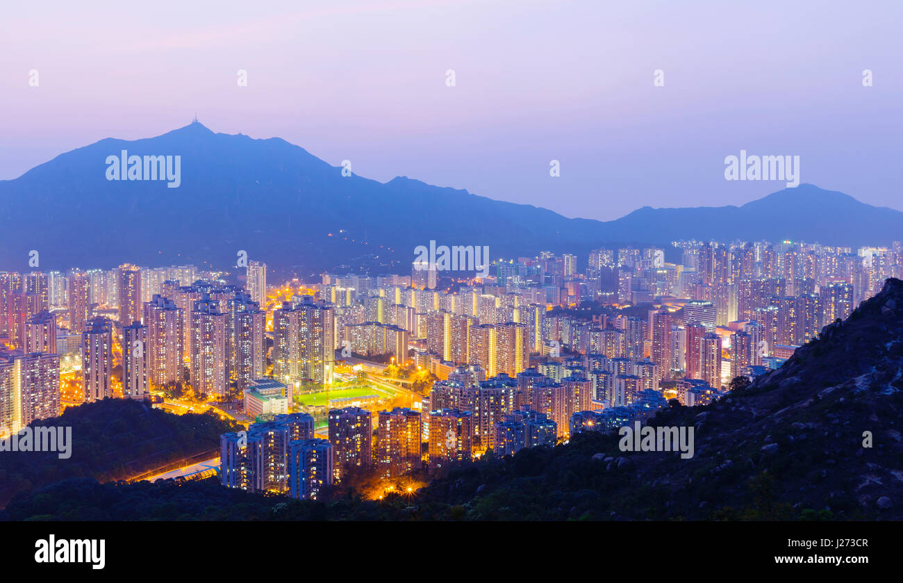 Hong Kong Tuen Mun downtown at sunset Stock Photo - Alamy