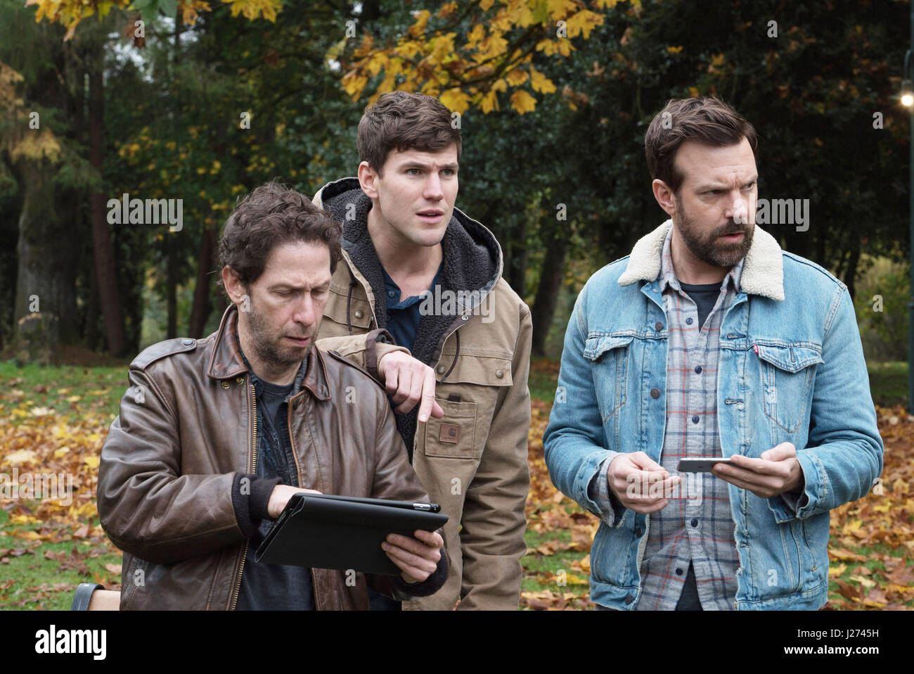 COLOSSAL, from left, Tim Blake Nelson, Austin Stowell, Jason Sudeikis ...