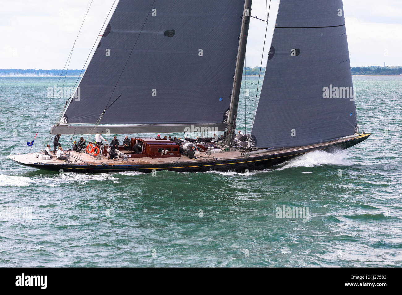 J-Class yacht "Rainbow" maneouvring before the start of Race 2 of the J ...