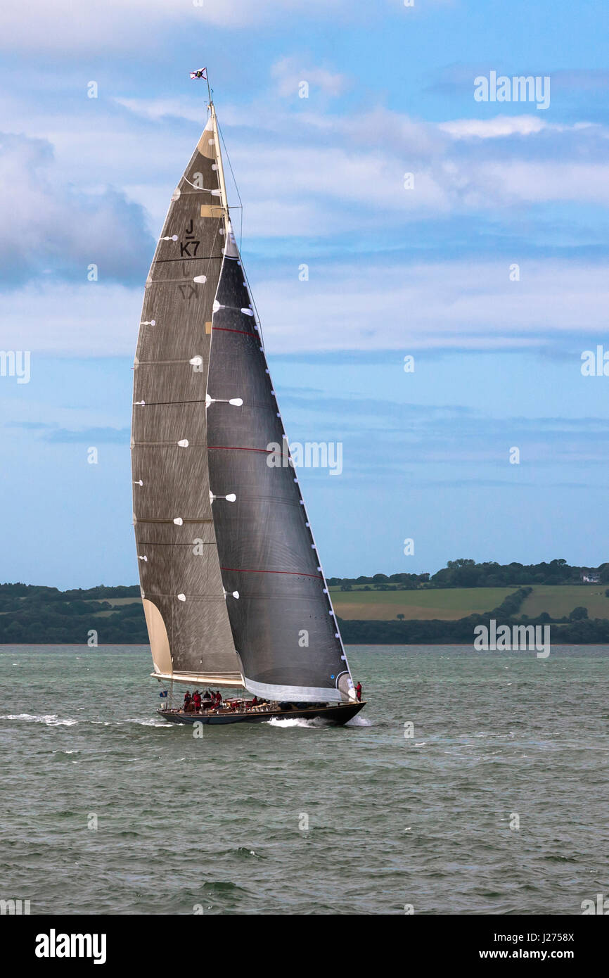 J-Class yacht "Velsheda" (JK7) reaching down the line before the start ...